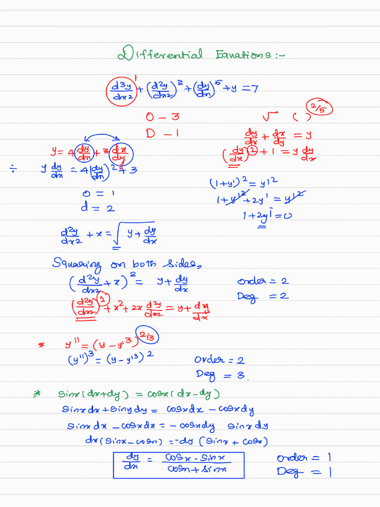 Differential Equations Revision - 241003 - 095617 | PDF