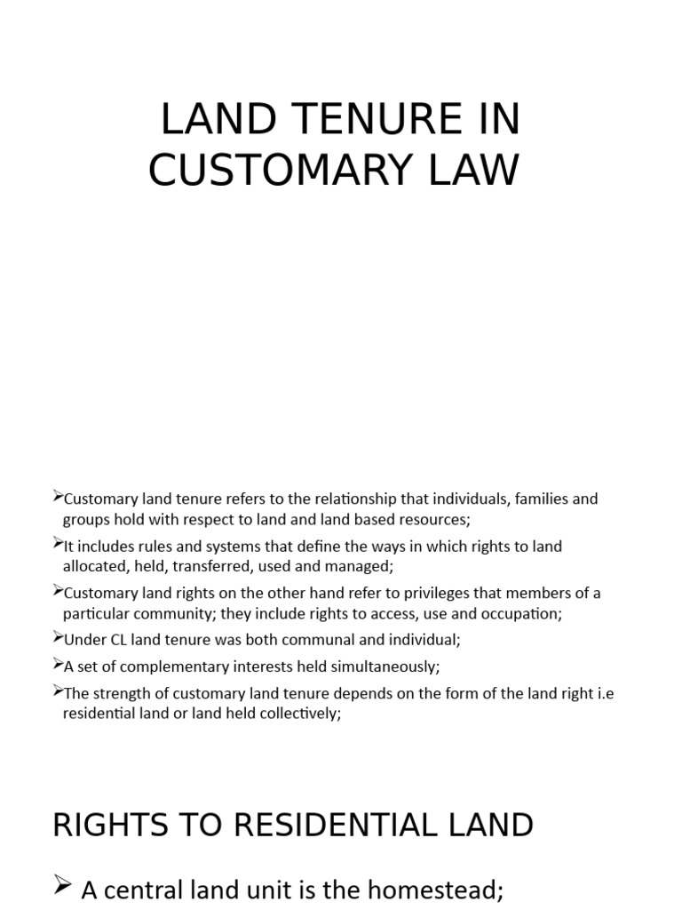 Land Tenure in Customary Law | PDF