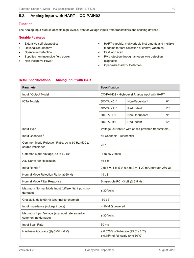 Honeywell CC PAIH02 Manual 2018101313477 | PDF