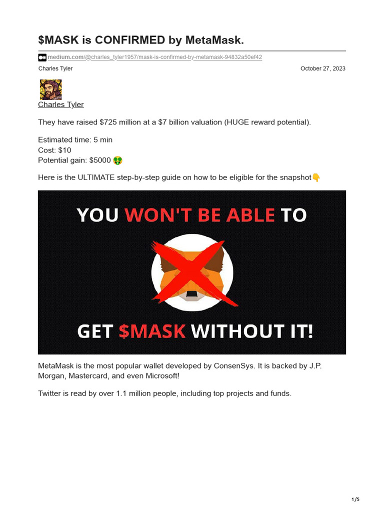 MASK is CONFIRMED by MetaMask | PDF