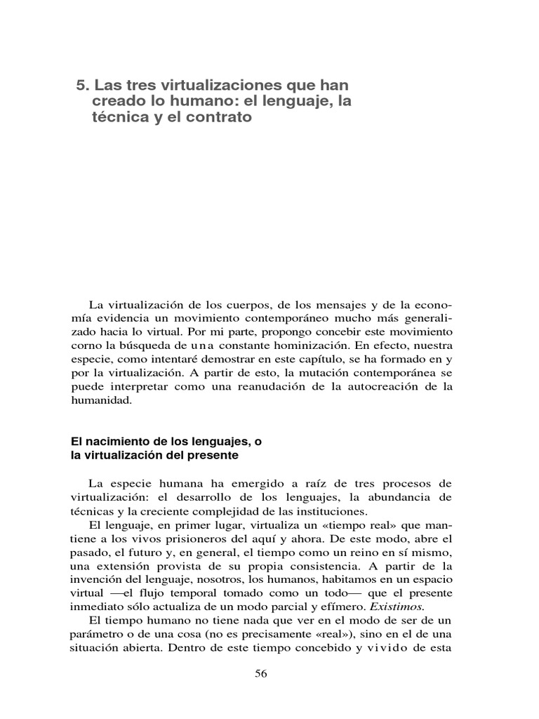 Cap 5 Las Tres Virtualizaciones Que Han Creado Lo Humano Pierre Levy | PDF | Martillo | Imaginación