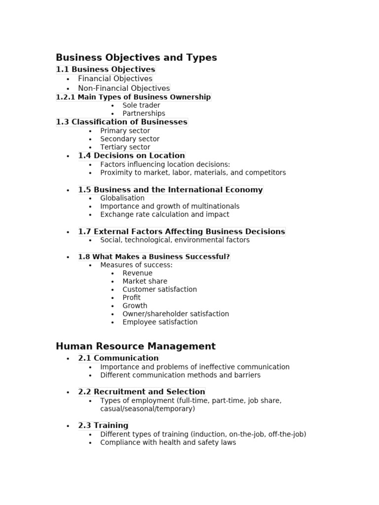 Y10 Mock Business Checklist Jun24 | PDF