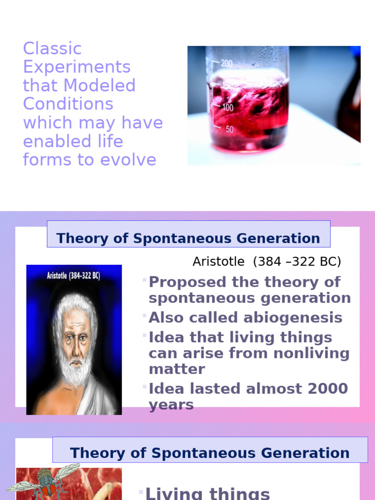 Classic Experiments That Modeled Conditions Which May Have | PDF