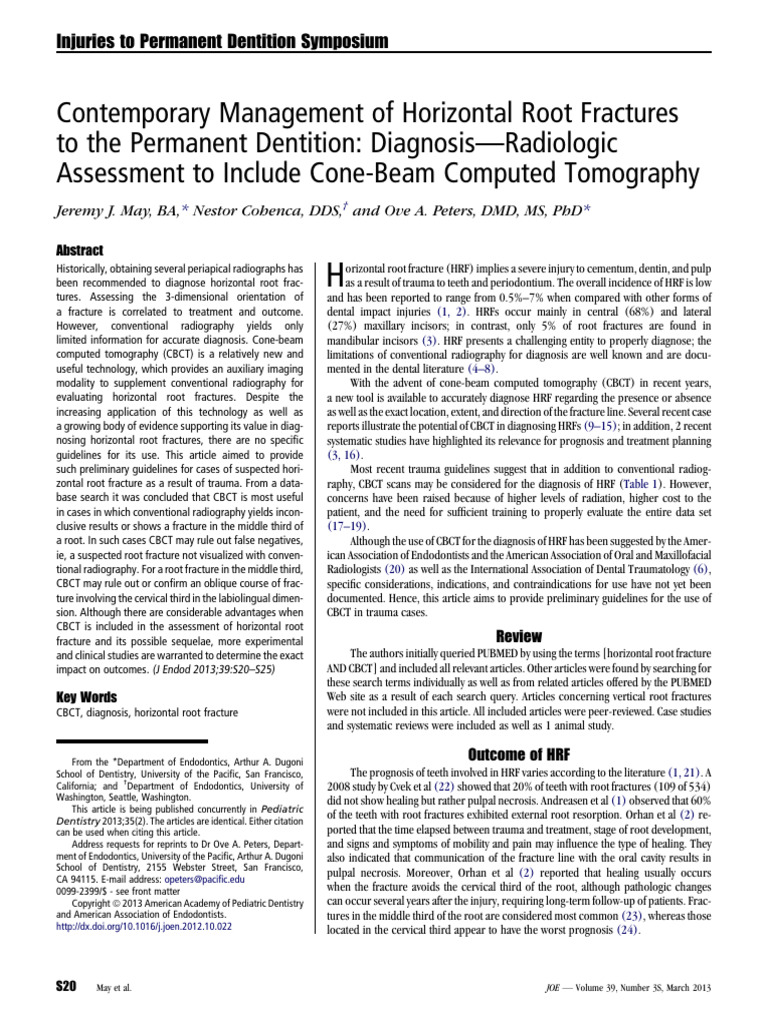 Contemporary Management of Horizontal Root Fractur | PDF