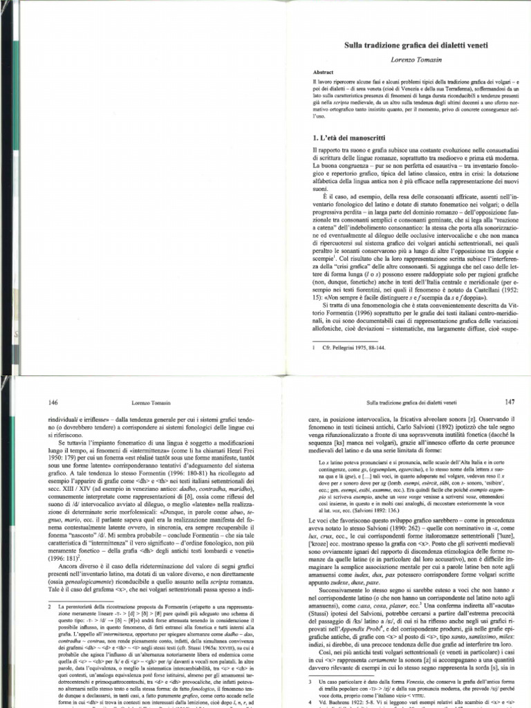 Sulla Tradizione Grafica Dei Dialetti Veneti-Libre | PDF