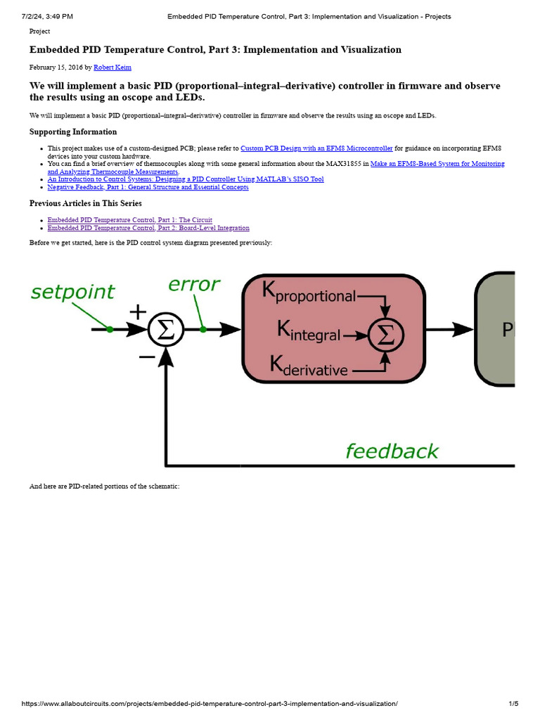Embedded PID Temperature Control, Part 3 - Implementation and Visualization - Projects | PDF