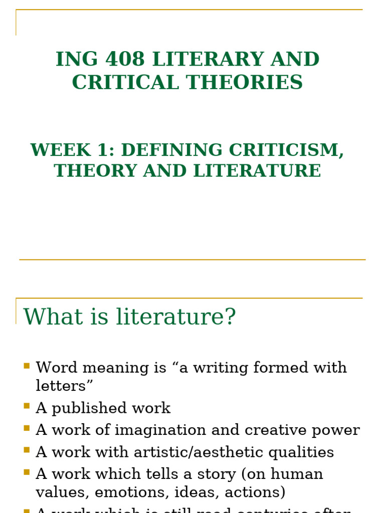 Understanding Literary Theory and Criticism | PDF | Literary Theory ...