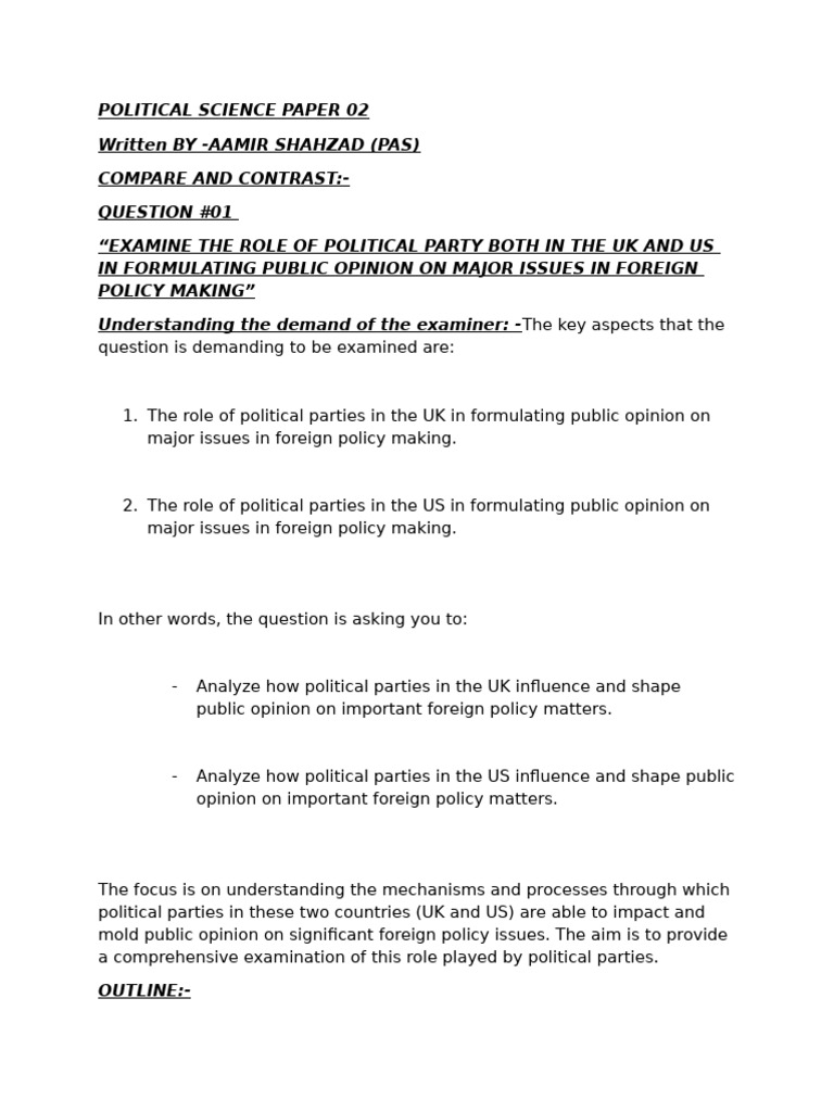 COMPARE and CONTRAST From Past Papers Pol2 | PDF