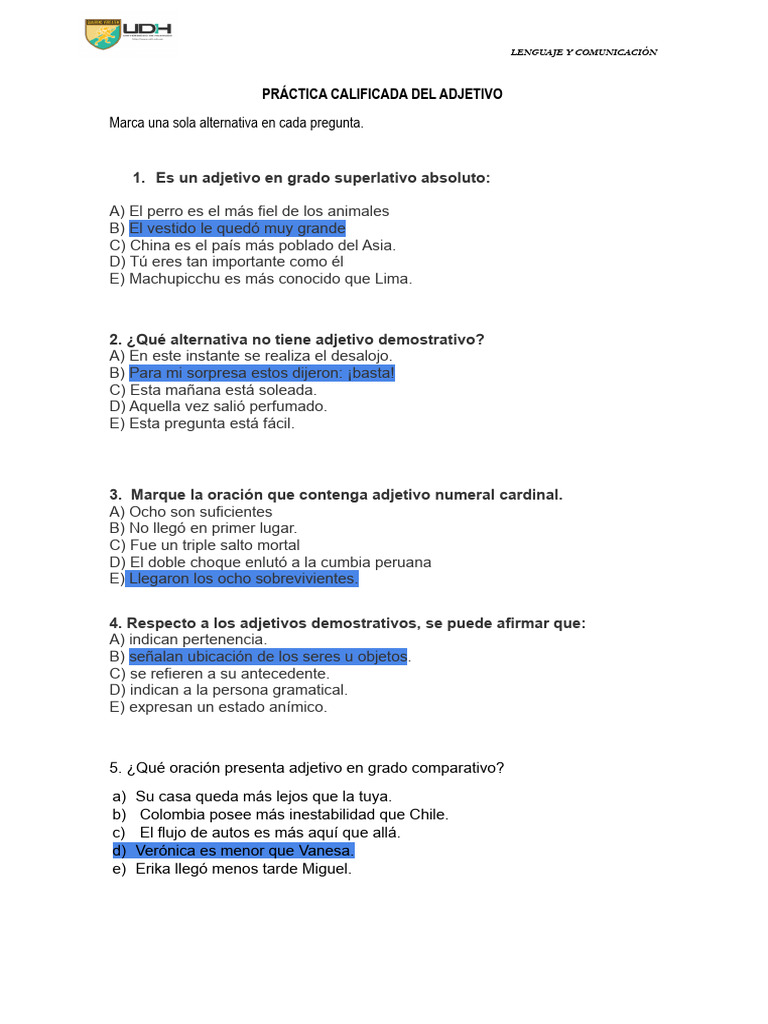 Práctica de Adjetivos en Español | PDF | Poesia | Juvenil