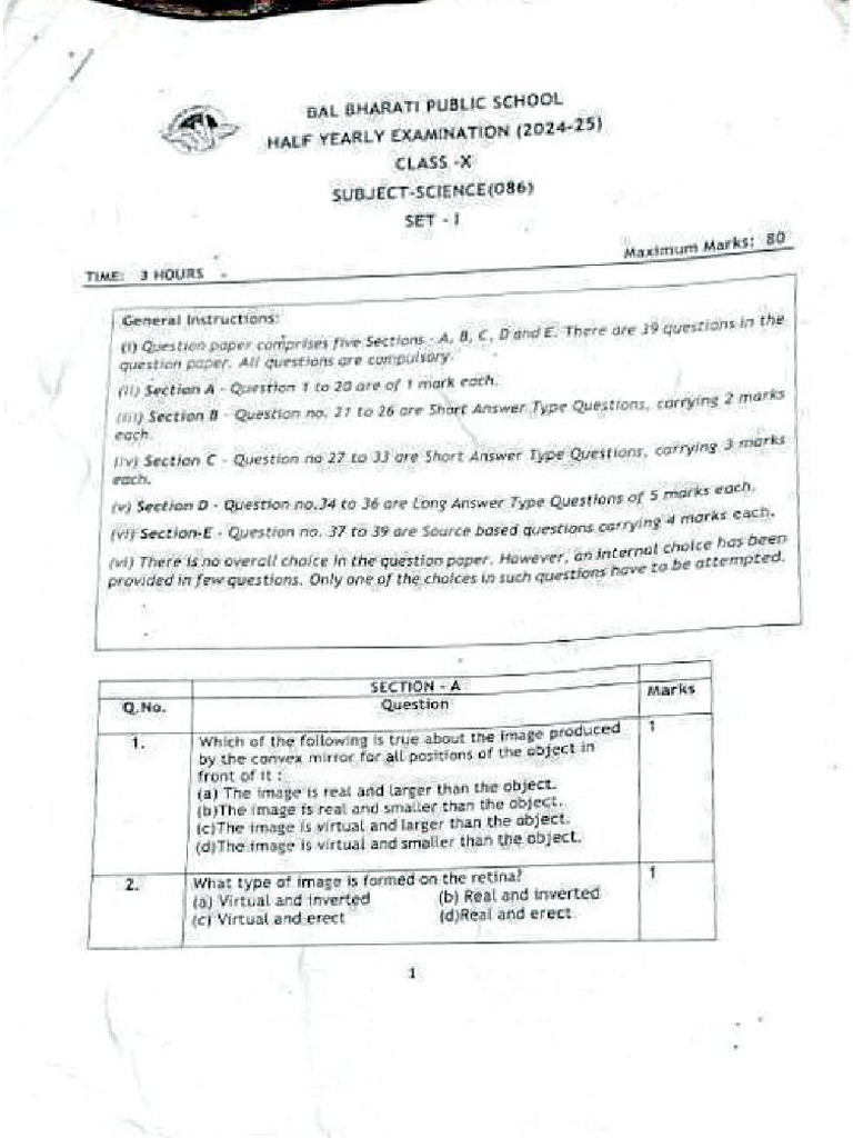 Set 1 Science, BBPS | PDF