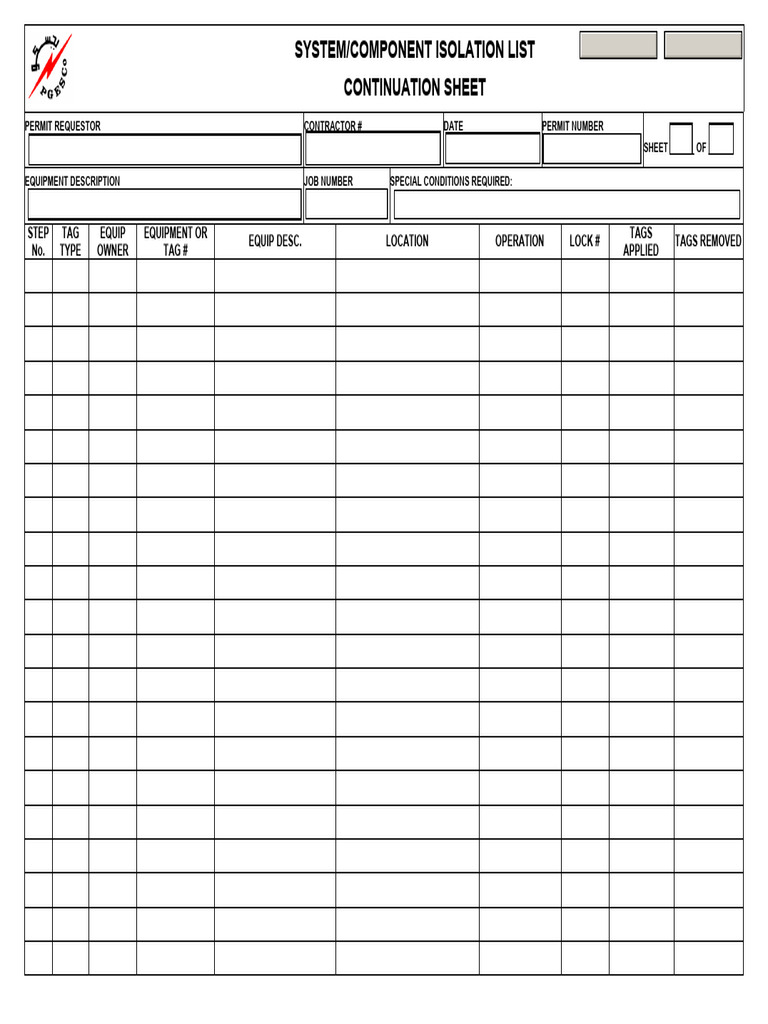 LOTO Continuation Form 1.0 (New) | PDF