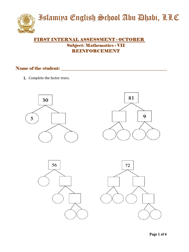 Gr 7 - Revision - Math | PDF