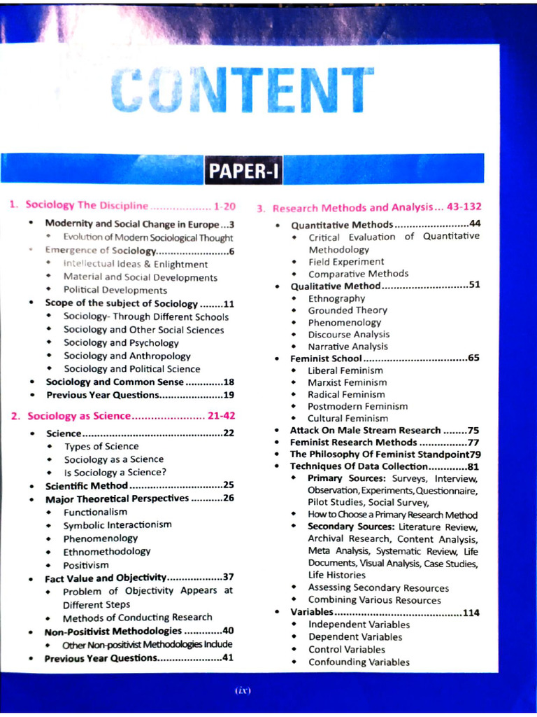 Content Page Comprehensive Sociology DECIPHER | PDF