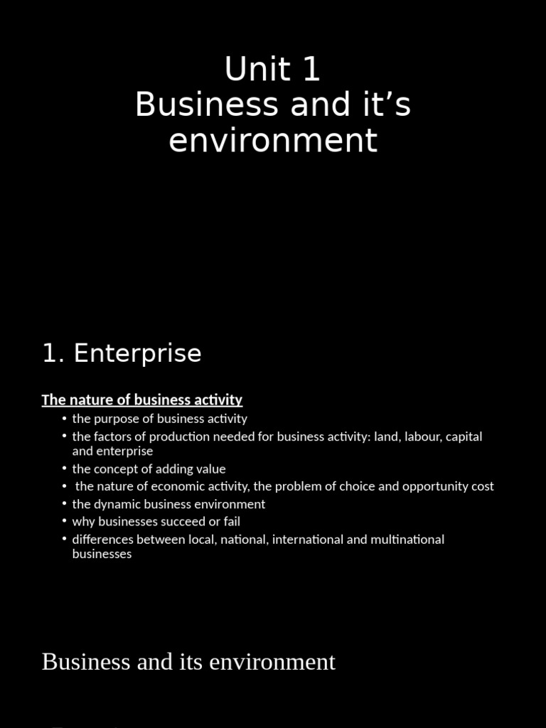 Unit 1 Business Studies Ppts | PDF