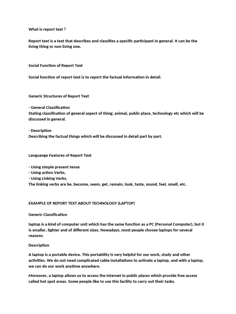 What is report text | PDF