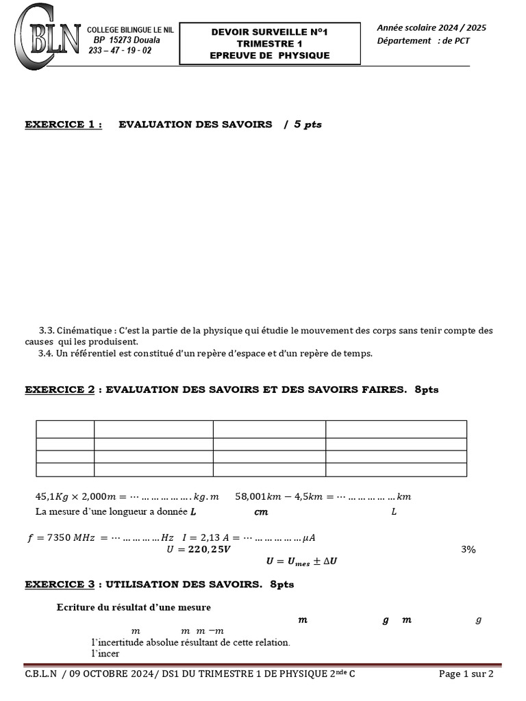 2nde C DS1 2024 | PDF