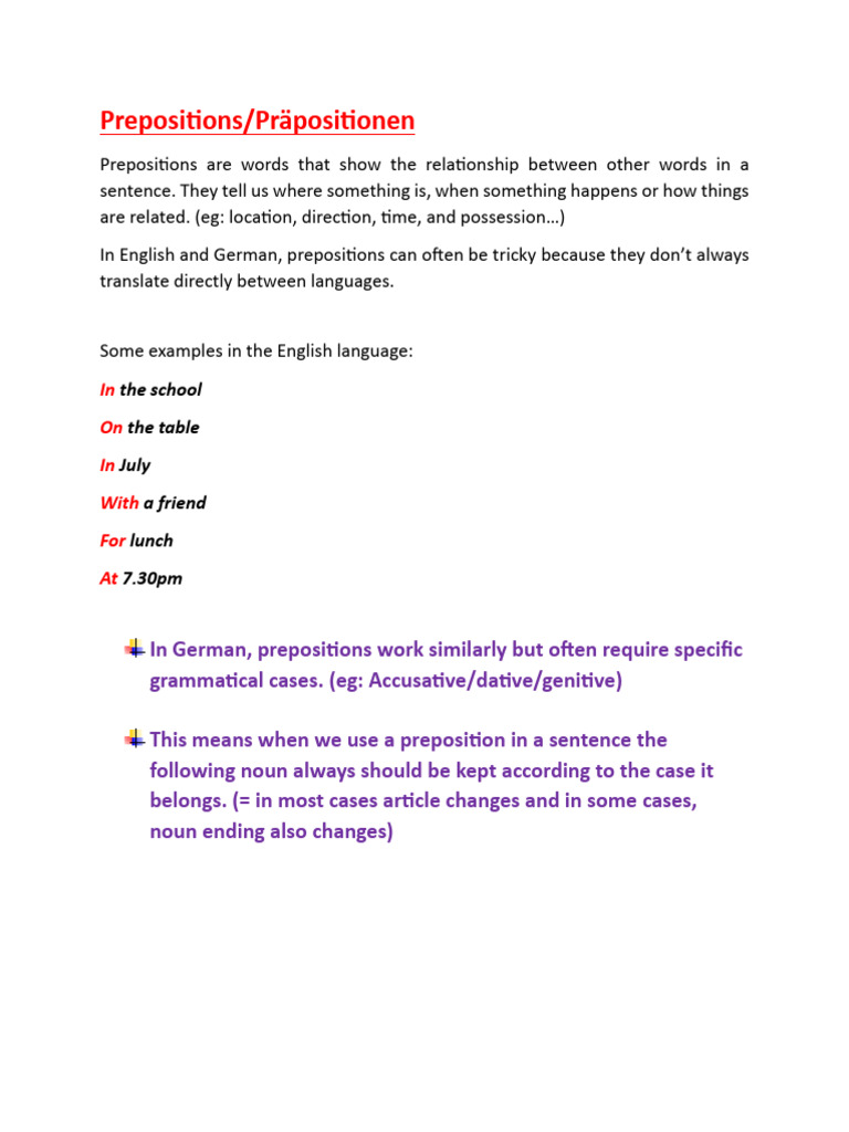 Prepositions Explanation | PDF