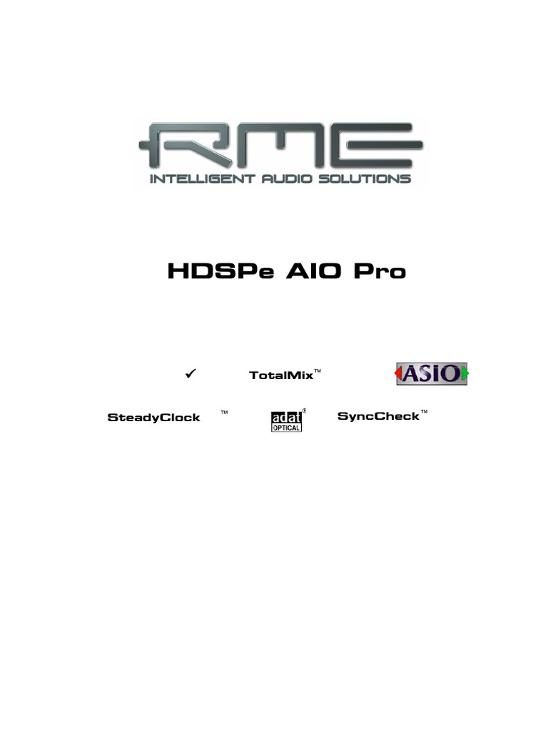 RME HDSPe AiO User Manual e | PDF