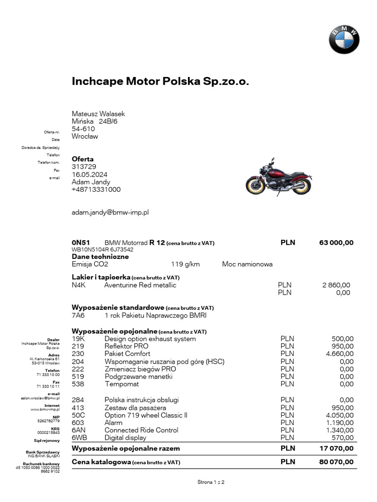 Inchcape Motor Polska SP - Zo.o.: Oferta | PDF