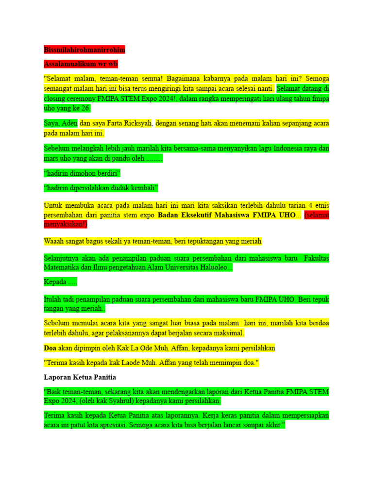 MC Closing Ceremony Stem Expo 2024 | PDF