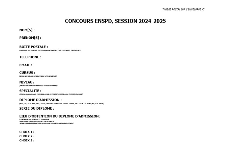 Modele Envelope Concours ENSPD | PDF