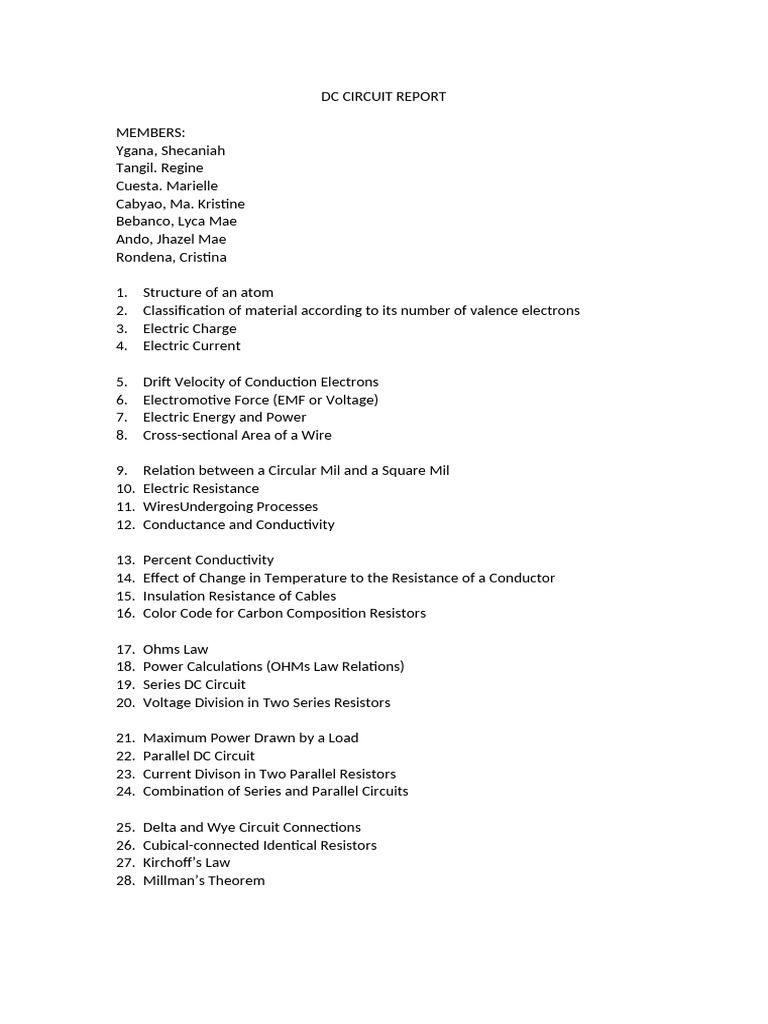 DC CIRCUIT REPORT | PDF