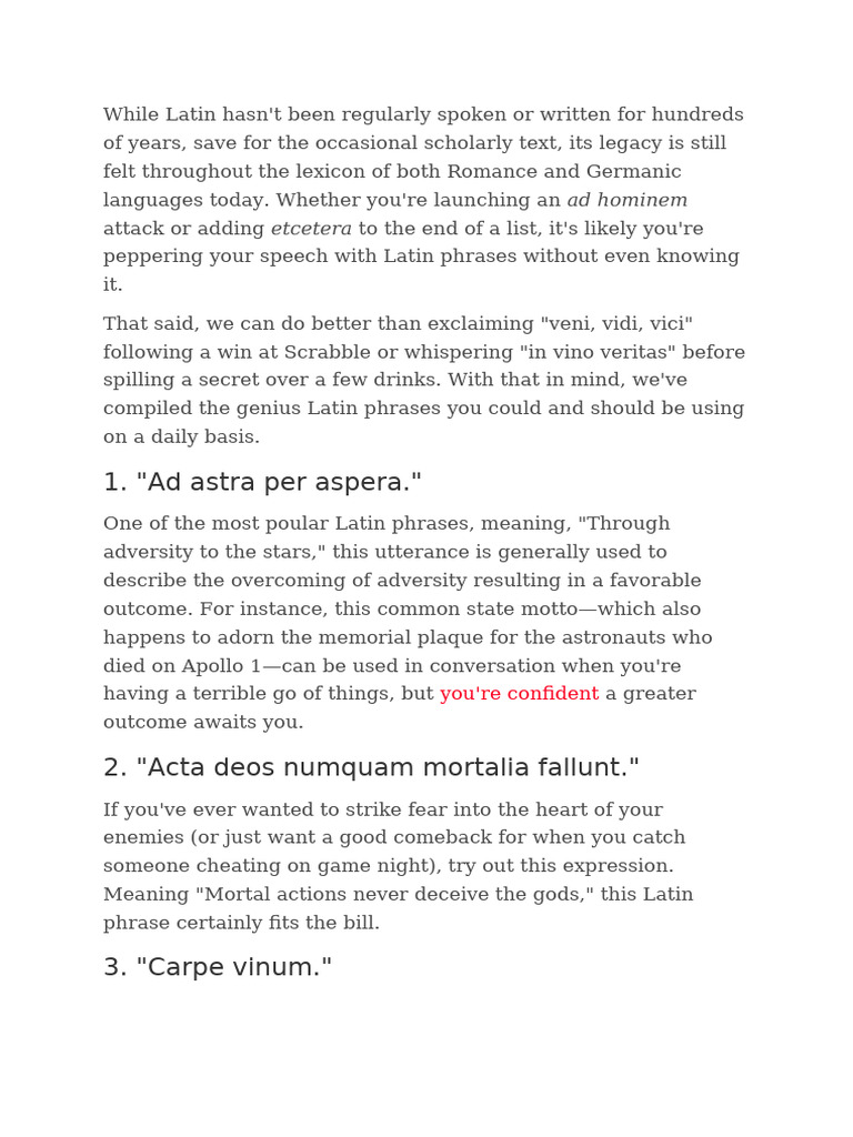 Latin Proverbs | PDF | Foreign Language Studies | Young Adult