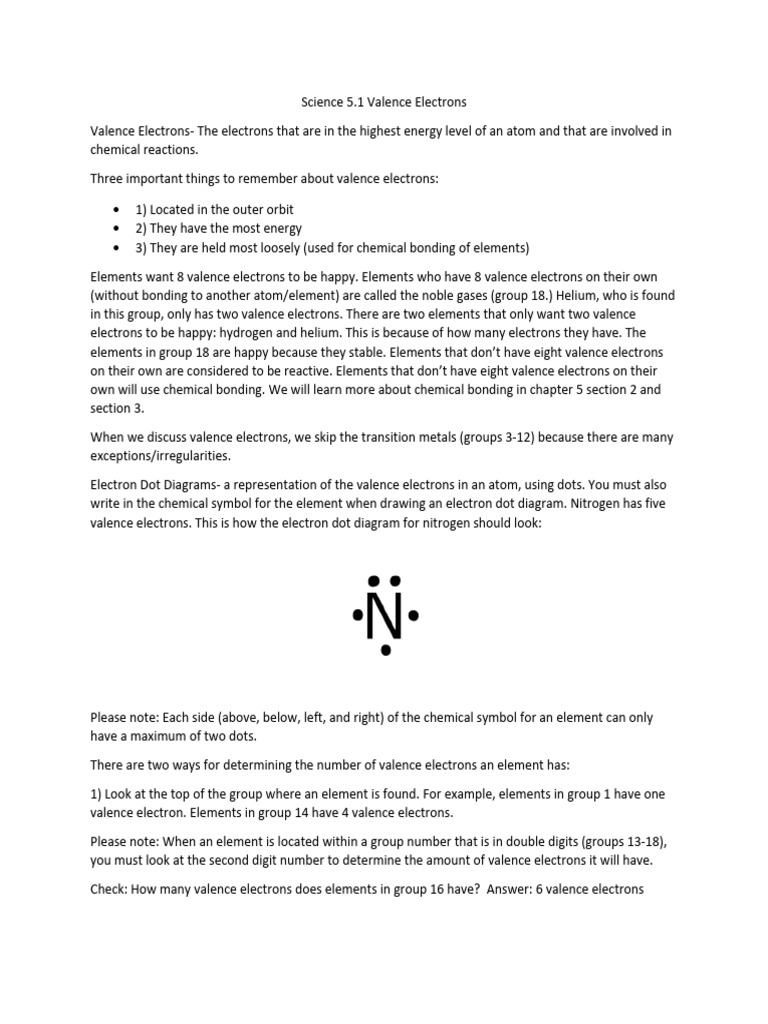 Valence Electrons | PDF