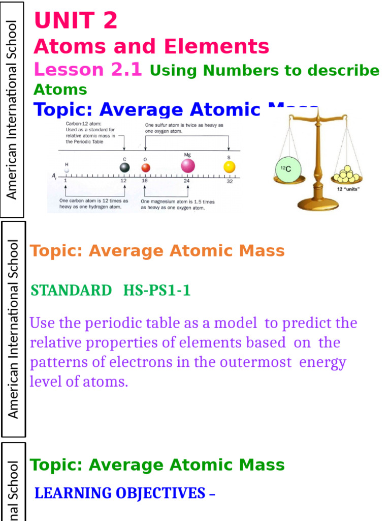 6-Unit 2 Lesson 2.1 Average Atomic Mass | PDF
