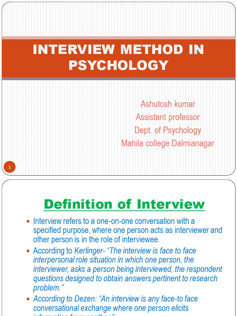 Interview Method in Psychology | PDF