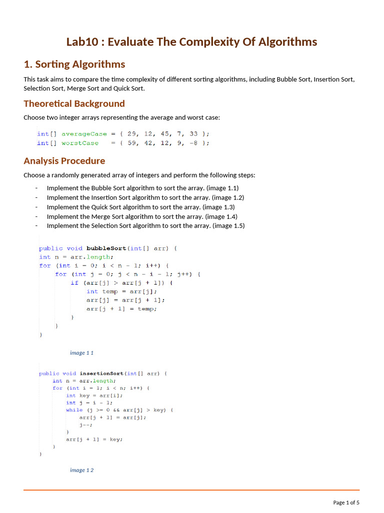 Lab 10. Evaluate The Complexity of Algorithms | PDF