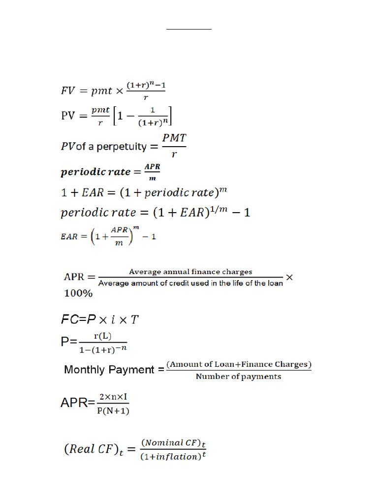 Formula Sheet - Midterm | PDF