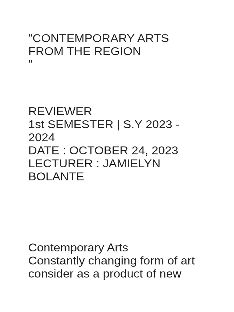 Contemporary Arts q1 | PDF