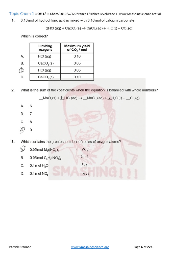 CHemistry Paper 1 practice questions | PDF