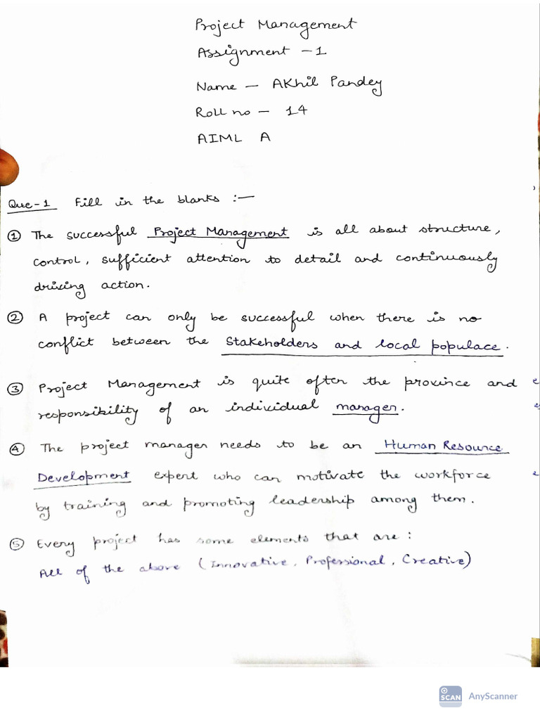 Akhil Pandey 014 Project Management Assignment 1 | PDF