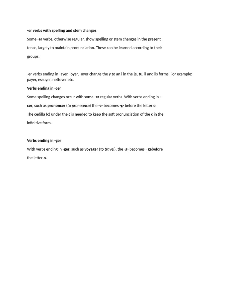Er Verbs With Spelling and Stem Changes | PDF