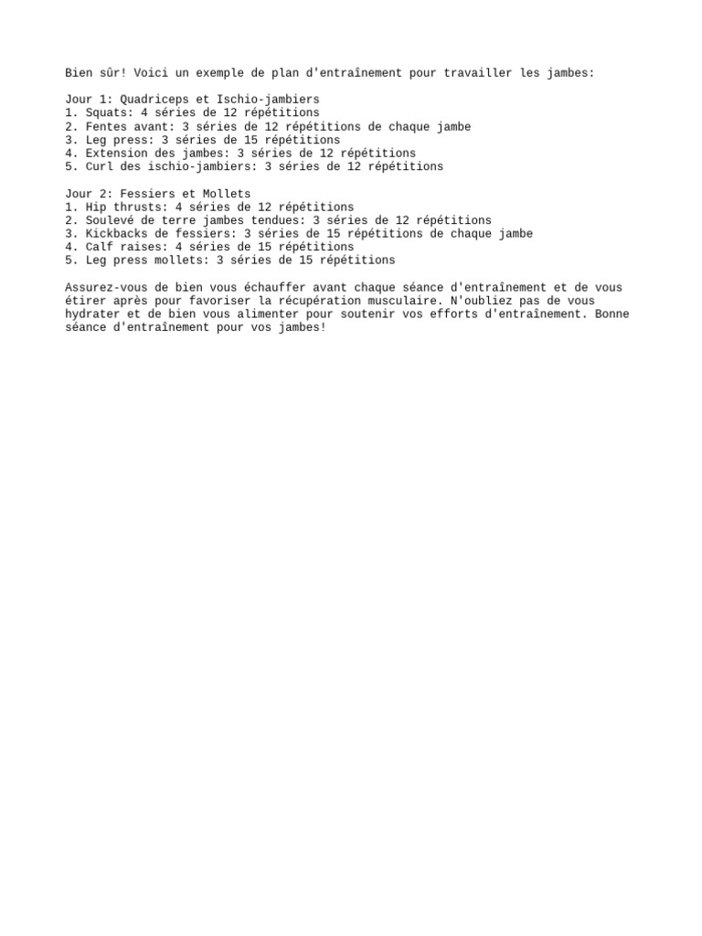 Entraînement Jambe | PDF