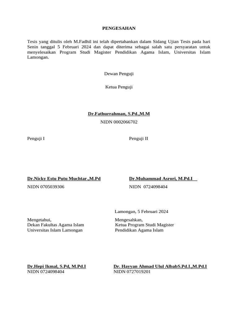 Pengesahan Pak Fadhil | PDF