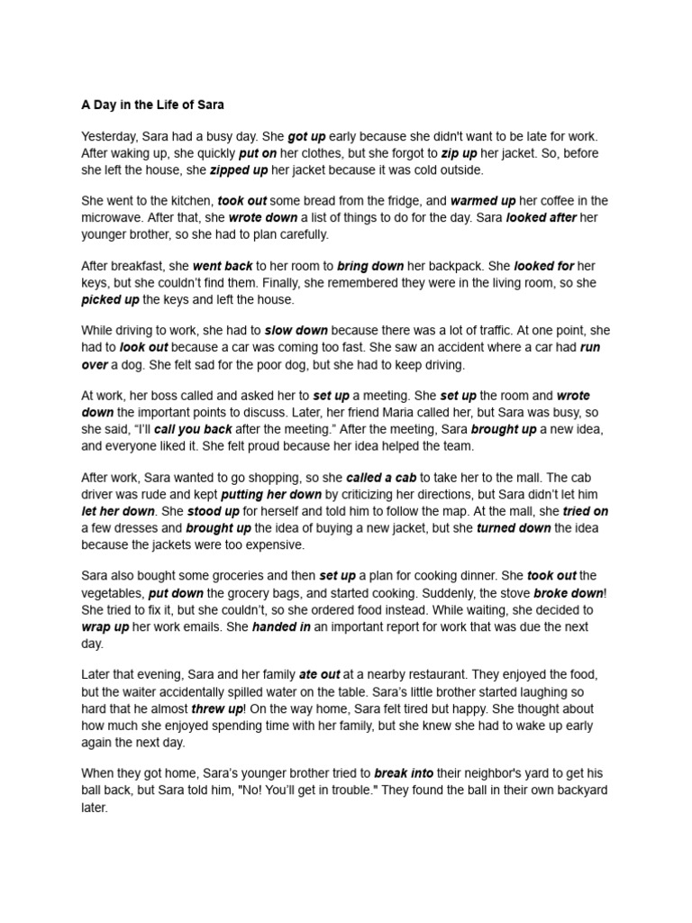 Story with phrasal verbs | PDF
