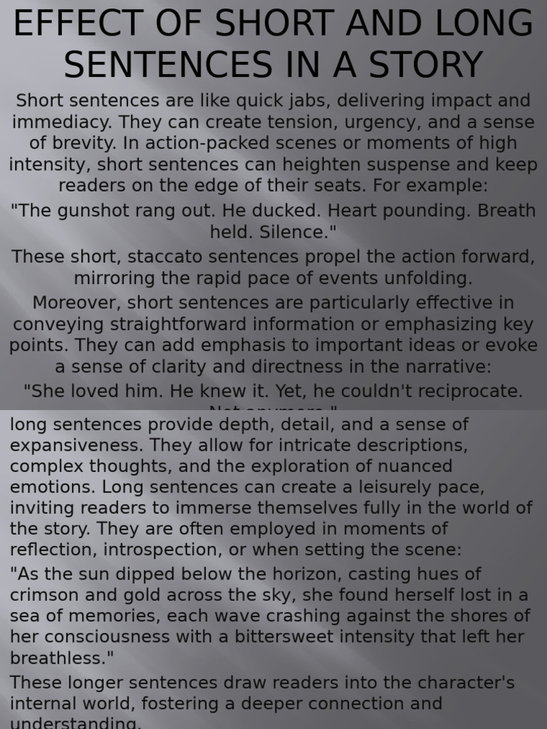 Effect of Short and Long Sentences in A Story. Yestin 9d | PDF