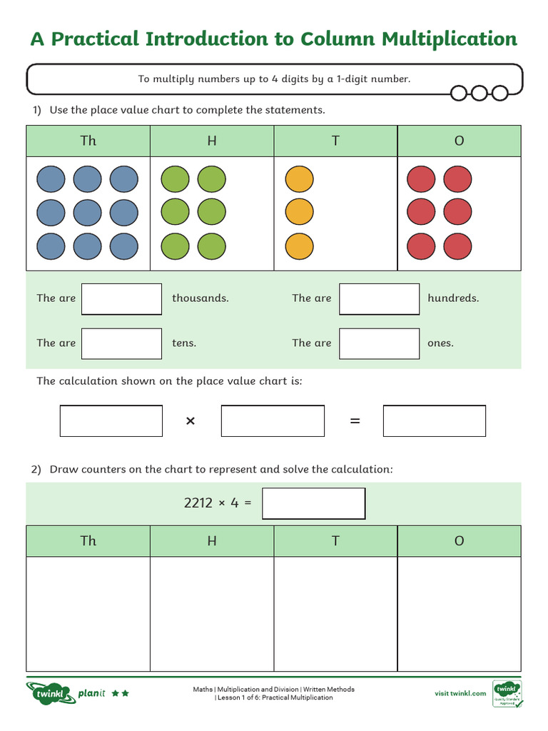 A Practical Introduction To Column Multiplication Activity Sheets | PDF ...