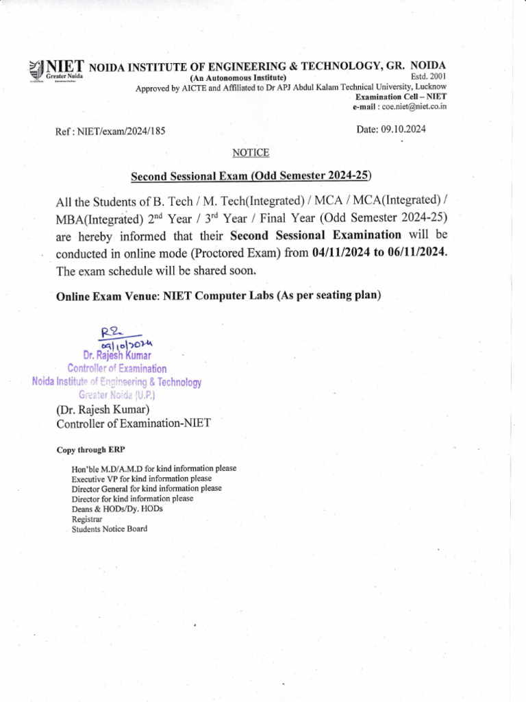 Regarding Second Sessional Exam of 2nd, 3rd & Final Yr | PDF