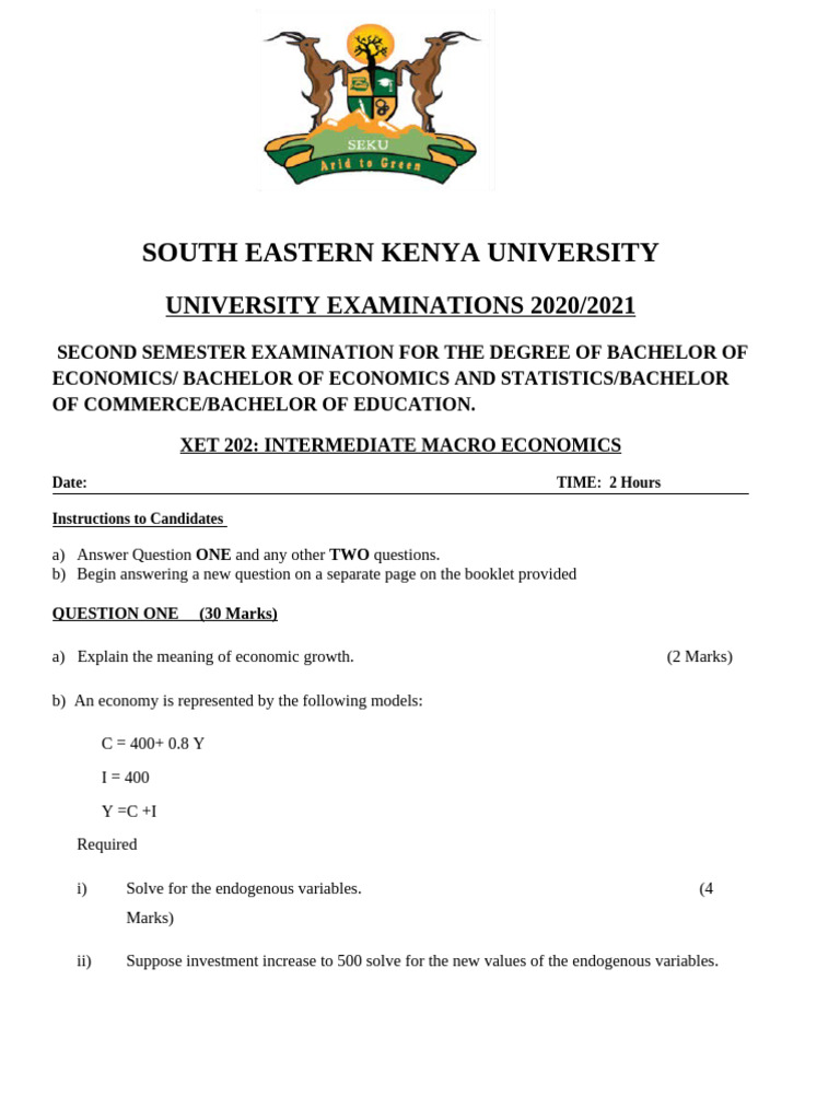 Xet 202 Intermediate Macro Economics Final Exam | PDF | Macroeconomics ...