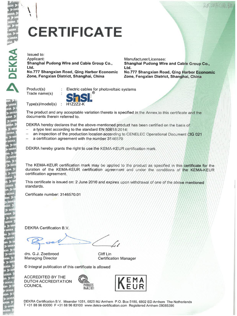 DEKRA Certificate | PDF