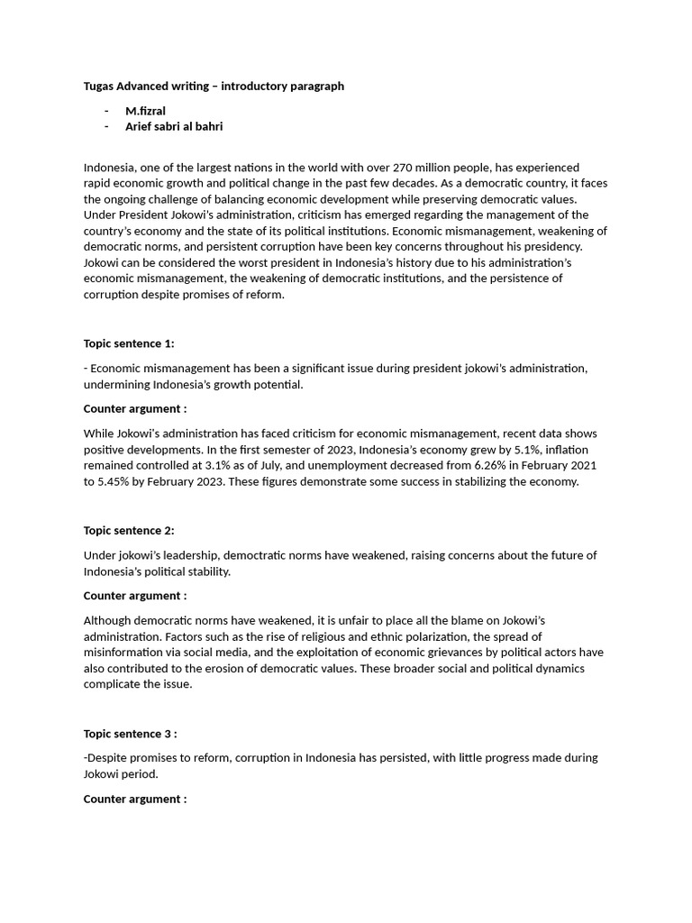 Tugas Advanced Writing - M.fizral and Arief Sabri All Bahri | PDF