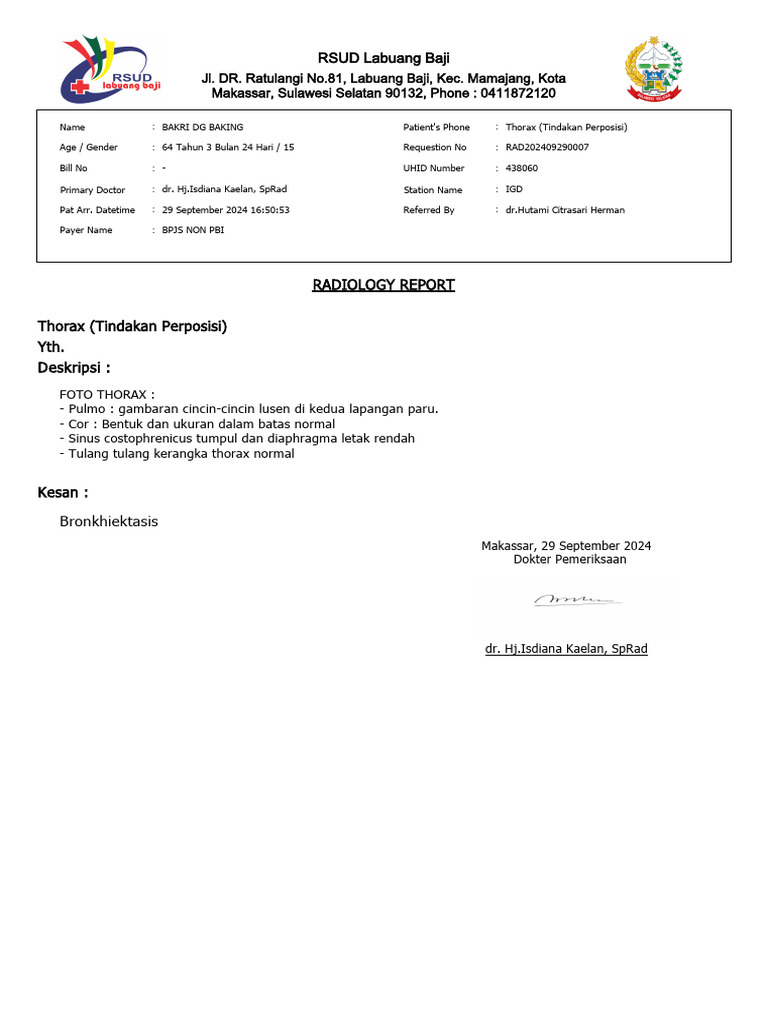 Hasil Radiologi 1 | PDF