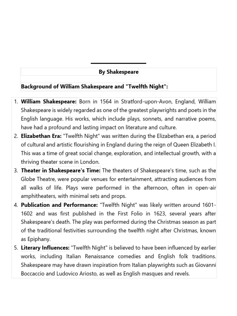 Twelfth Night | PDF