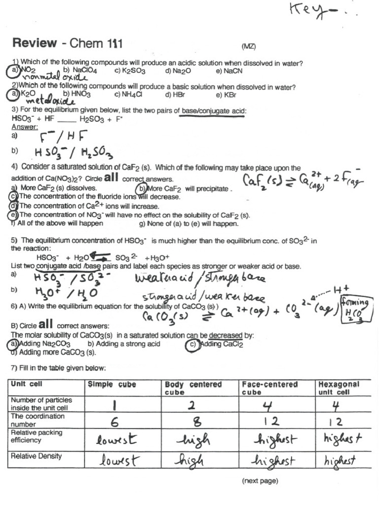 Key Review Final Chem 111 | PDF