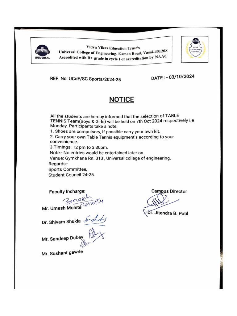 Table Tennis Selection | PDF
