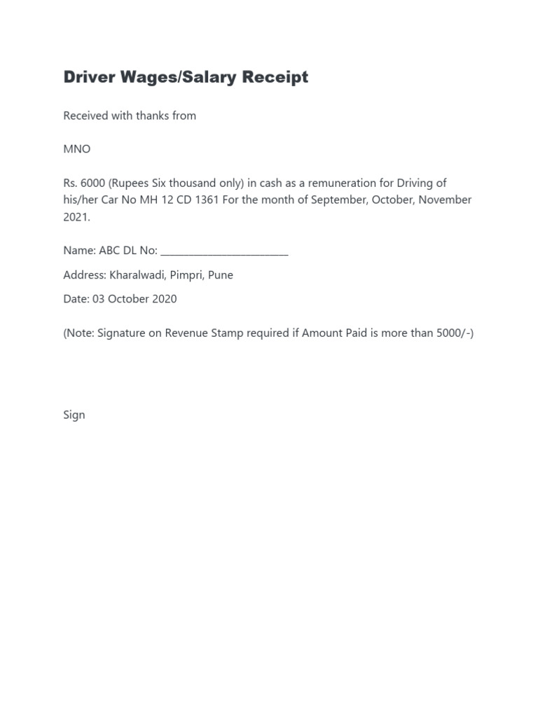 Driver Receipt Sample2 | PDF